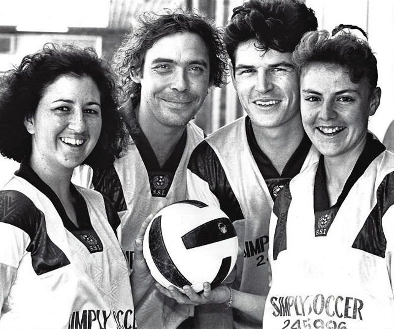 Photograph of indoor soccer players, preparing for national titles ...