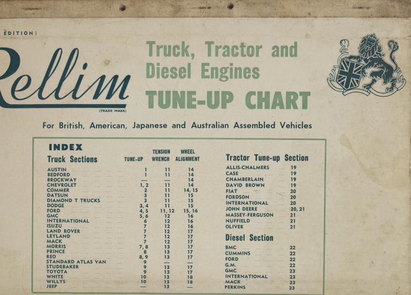 Tune-up and mechanical specifications chart for trucks, tractors ...