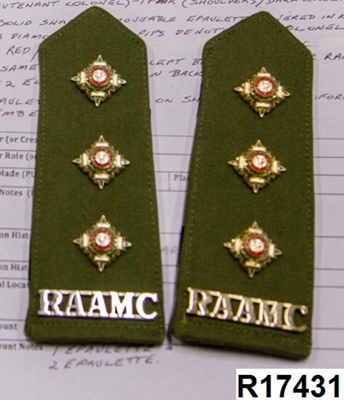 One pair of military shoulder epaulettes (RAAMC); R17431 | eHive