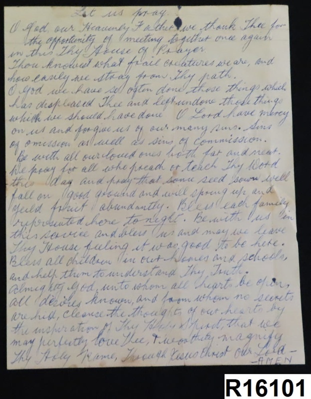 Handwritten prayer; R16101 | eHive