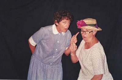 Photograph of Sue Axford who is laying down the law to Helen Lillistone ...