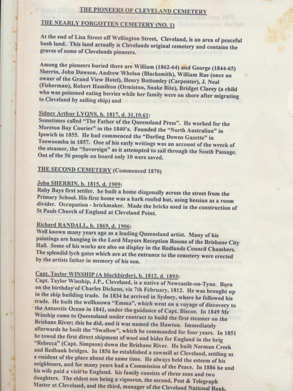 The pioneers of Cleveland cemetery; Beitz, Mervyn; L505 | eHive