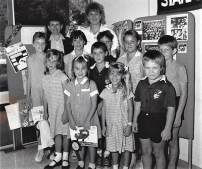 Photograph of Capalaba State School Art competition winners, sponsored ...