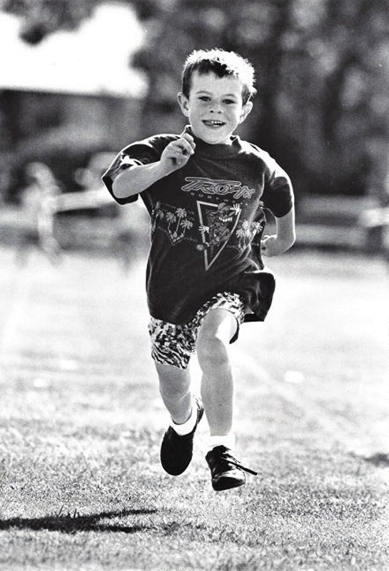 Photograph of Timothy Holder (aged 6) at Wellington Point, at the start ...
