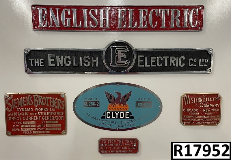 Collection of 6 railway engine and carriage name plates; 1890-1940 ...