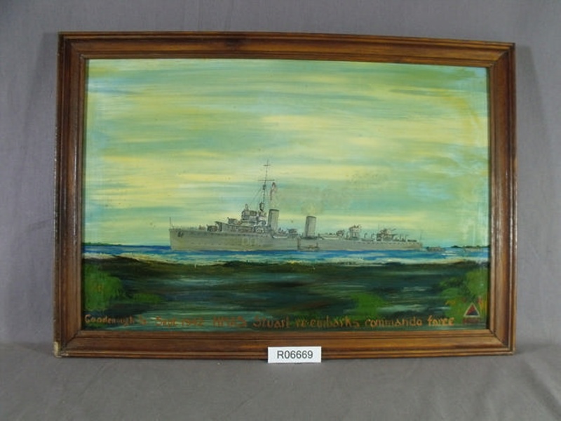 Painting, oil - HMAS Stuart; N. WILLS; 1980; R06669 | eHive