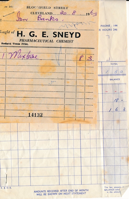 H. G. E. Sneyd Pharmaceutical Chemist Receipts; L3756 | eHive