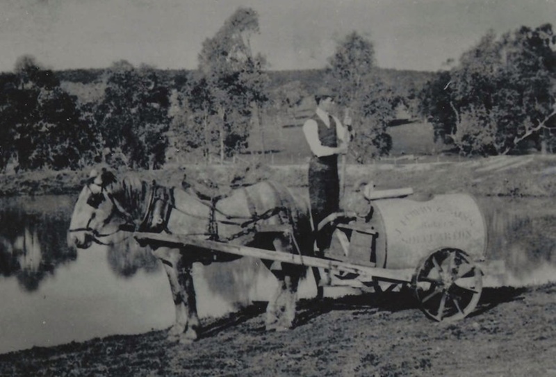 Photographs x 2 of use of a horse drawn Furphy Farm Water Cart ; ca ...