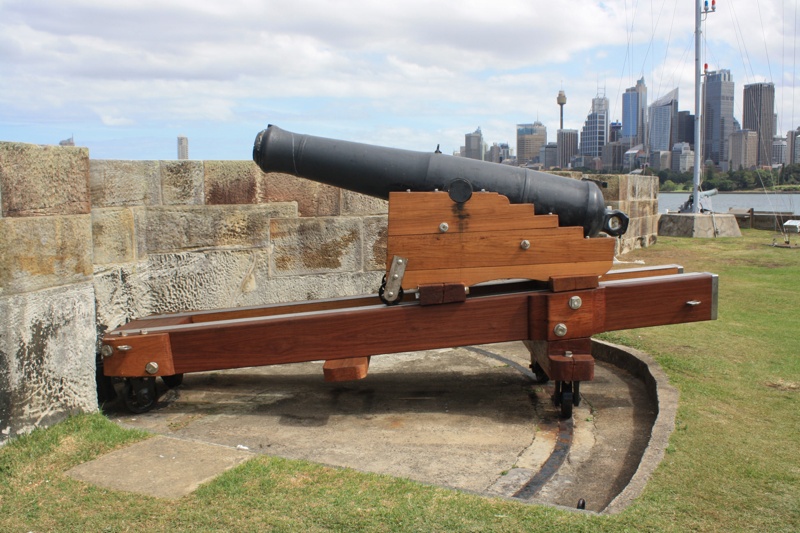 Gun, 8 Inch Smooth Bore Shell Gun mounted on a replica Wood Garrison ...