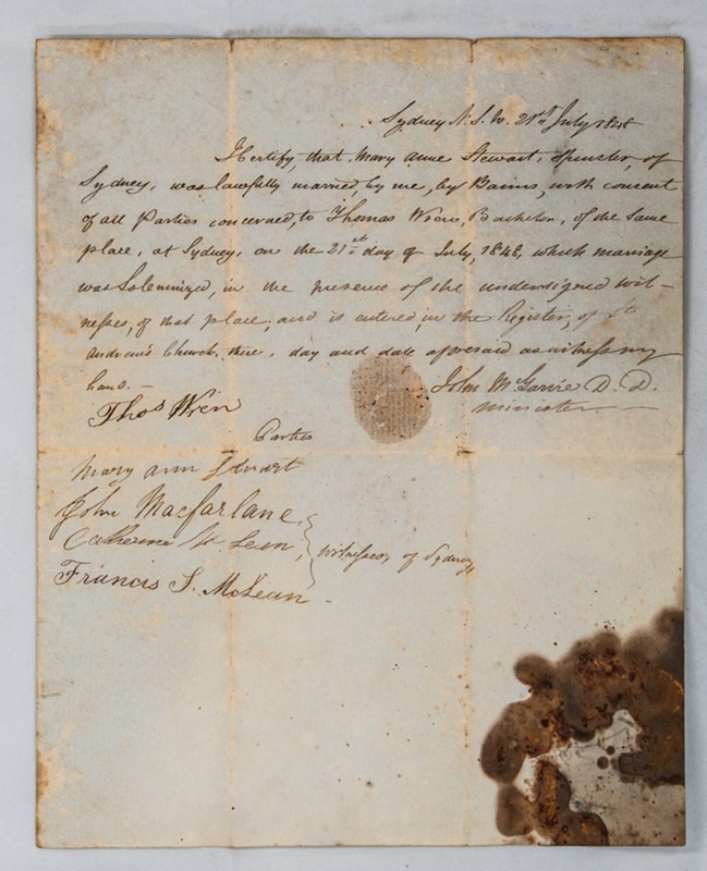 Marriage certificate - Thomas Wren; 1848; 2008.72 | eHive