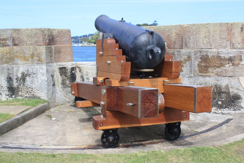 Gun, 8 Inch Smooth Bore Shell Gun mounted on a replica Wood Garrison ...
