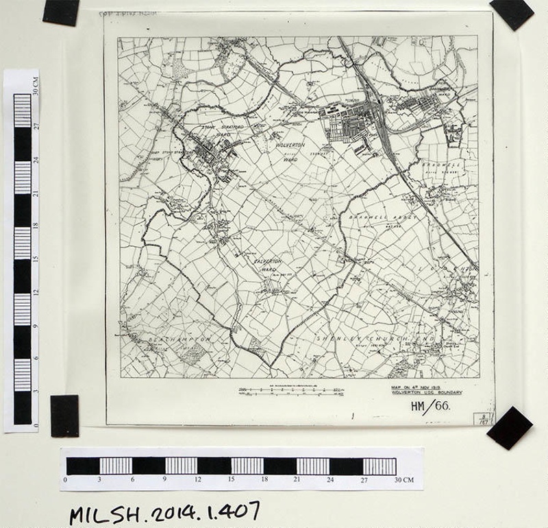 Map showing Wolverton District Council Boundaries; 1919; MILSH:2014.1. ...