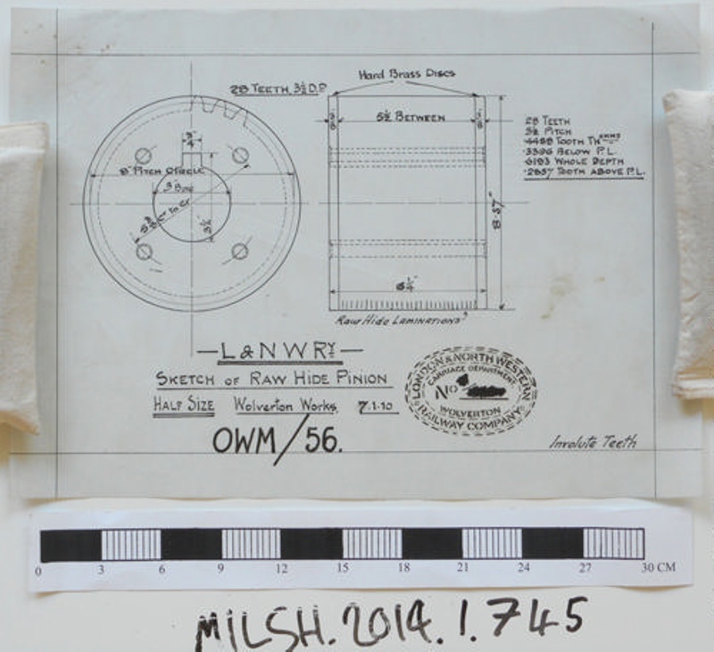 L.& N.W.RY. SKETCH OF RAW HIDE PINION; 07.01.1910; MILSH:2014.1.745 | eHive