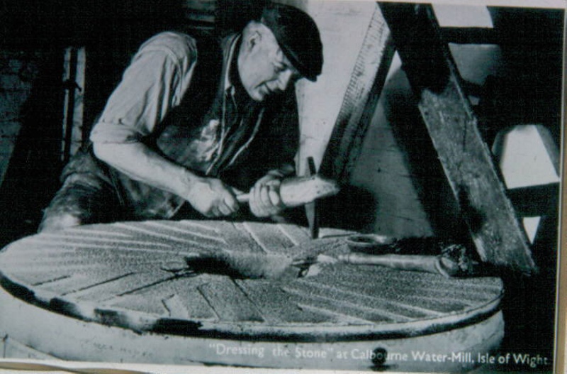 Dressing the stone mill stone at Calbourne Water Mill, Isle of Wight ...