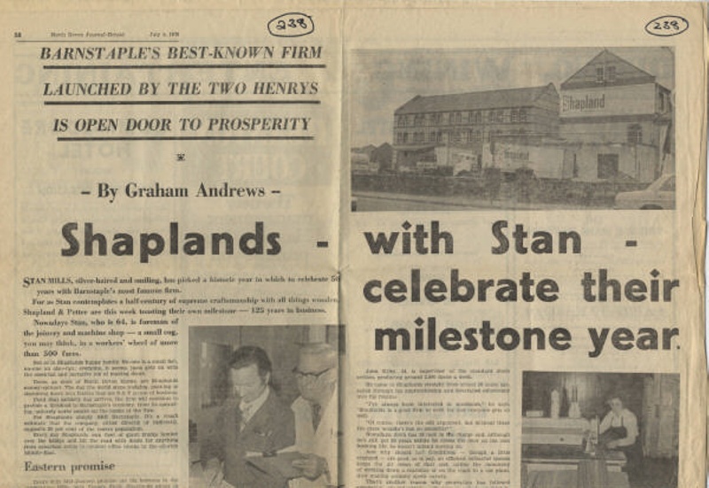 Page from North Devon Journal-Herald 5th July 1979(1); Shapland and ...