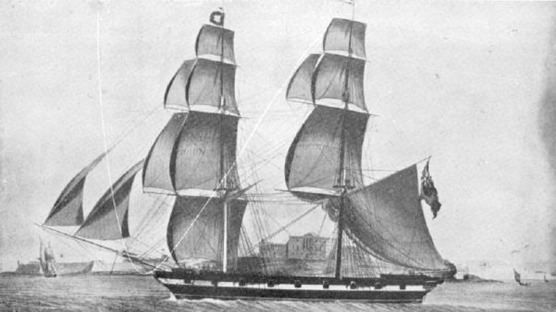 A painting of a 19th Century Warship; Artist: Unknown; 1800-1814; 211 ...