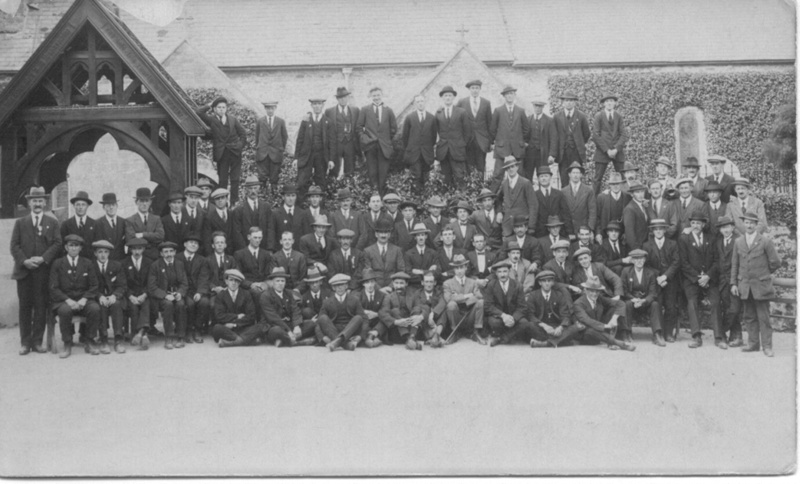 Group photograph of men outside a church; 31-99151 | eHive