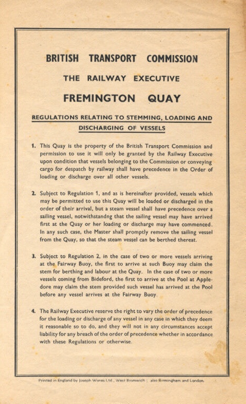 Fremington Quay Loading Regulations; 1149 | eHive