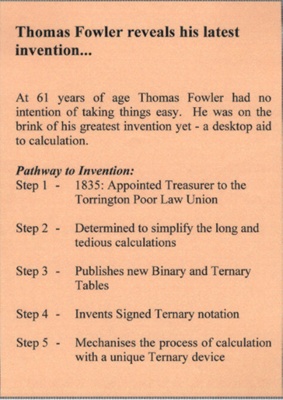 Thomas Fowler/Reveals his latest invention; Museum Torrington; 1999; 70 ...
