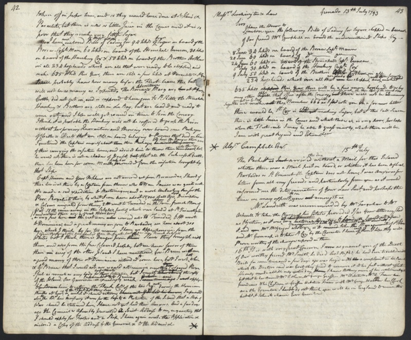 Letter Book - Ninian Home to Alexander Campbell 15 July 1793 Richard ...