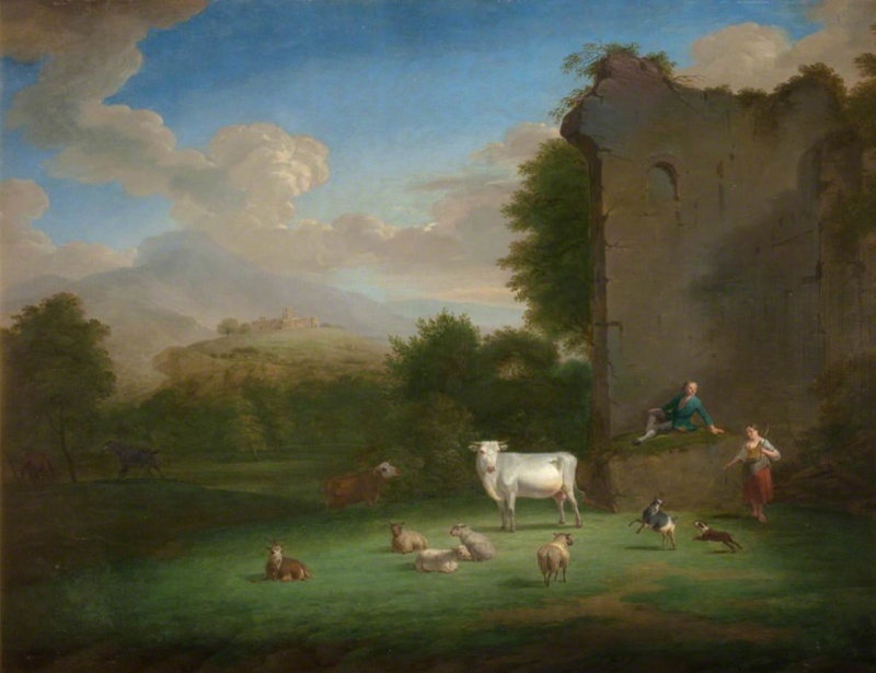 Vogelsang - Landscape with animals and figures; Isaac Vogelsang; 16P ...