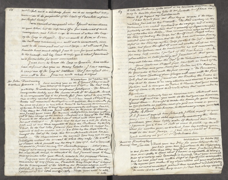 Letter - George Home to Richard Landreth 11 October 1811 Had hoped for ...