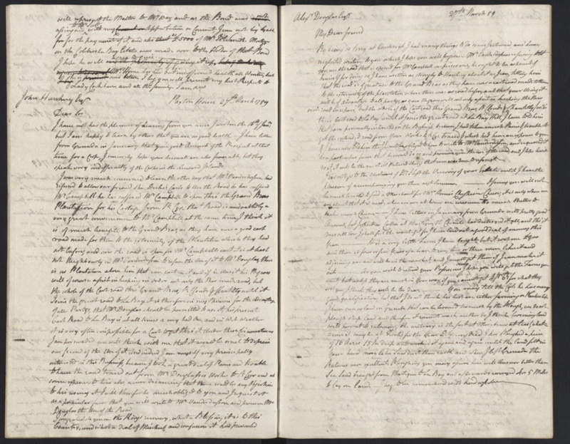 Letter Book - Ninian Home to John Hankey (London) 27 March 1789 Mr Van ...