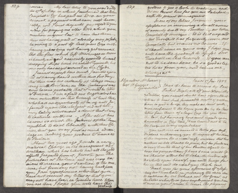 Letter book - George Home to Alexander McSween in St George's Grenada ...