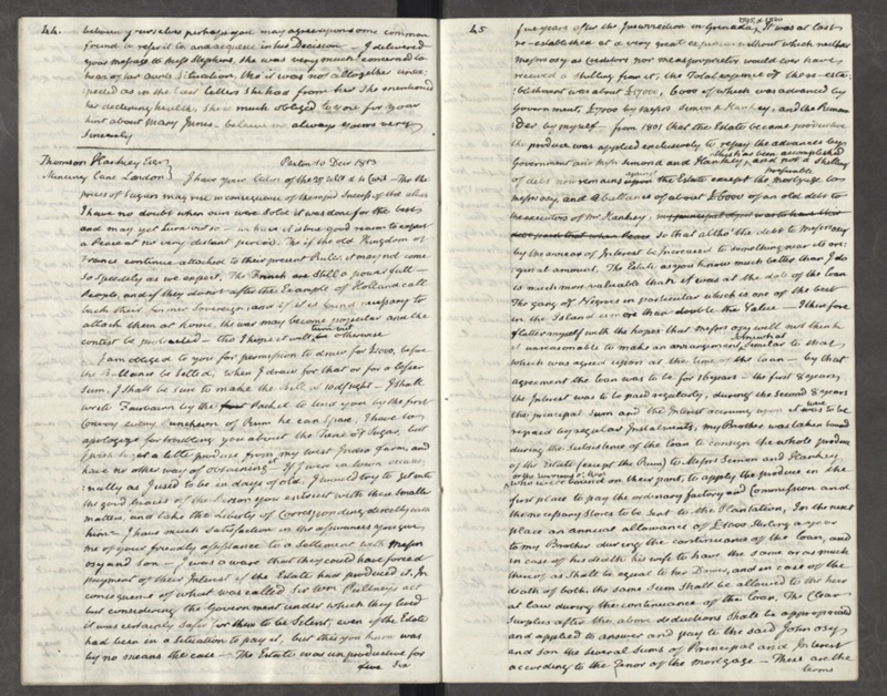 Letter Book - George Home to Thomas Hankey 10 Dec 1813 Thanks him for ...