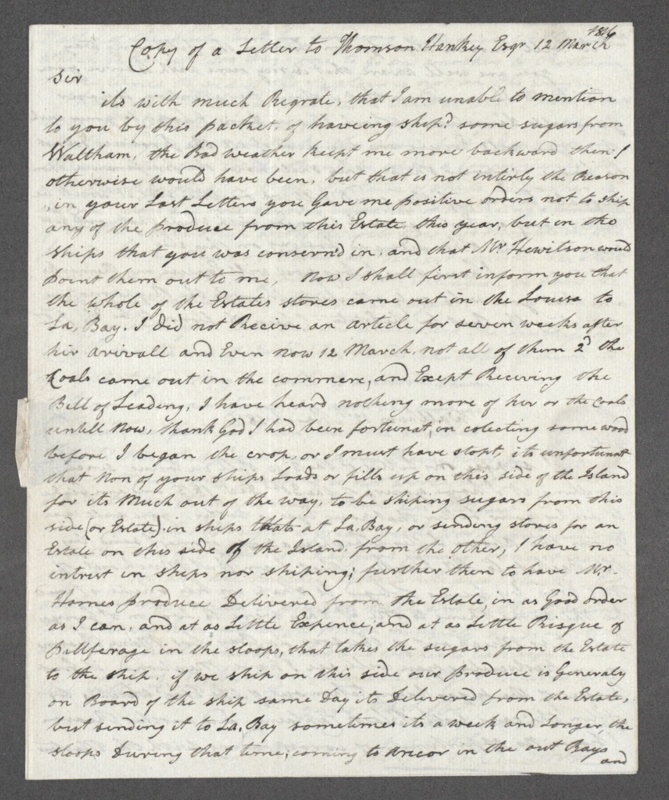 Letter John Fairbairn (Waltham) to George Home 12 March 1816 Enclosed ...