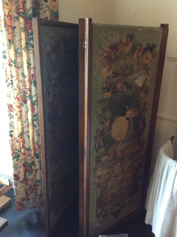 Wooden screen with scrap book covering; 418F | eHive