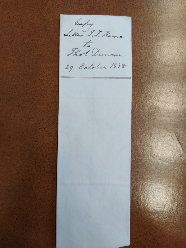 John Foreman Home (Grenada) to Thomas Duncan 29/10/ 1838 Regarding a ...