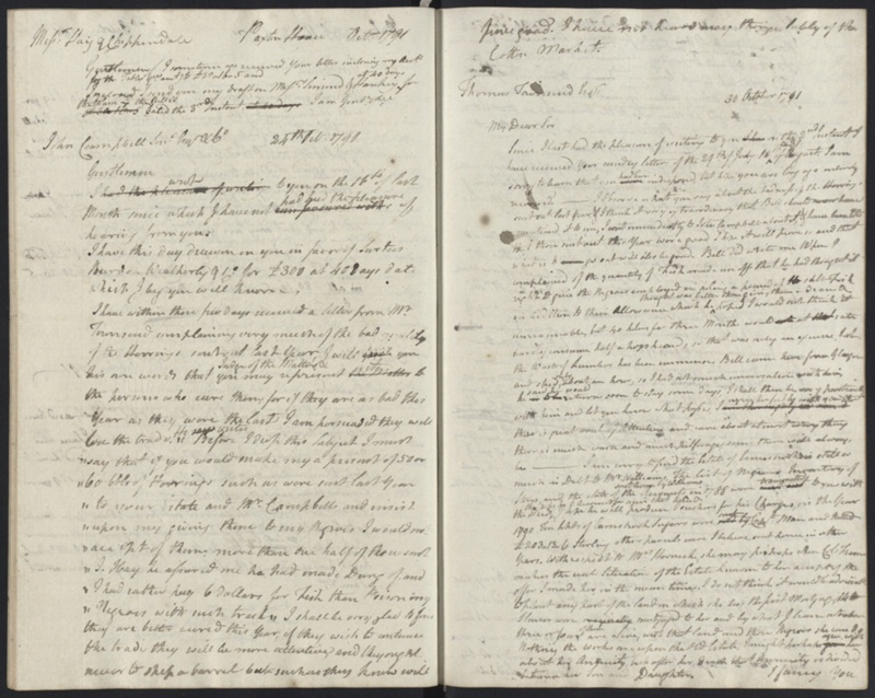 Letter Book - Ninian Home to John Campbell 24 October 1791 Complaints ...