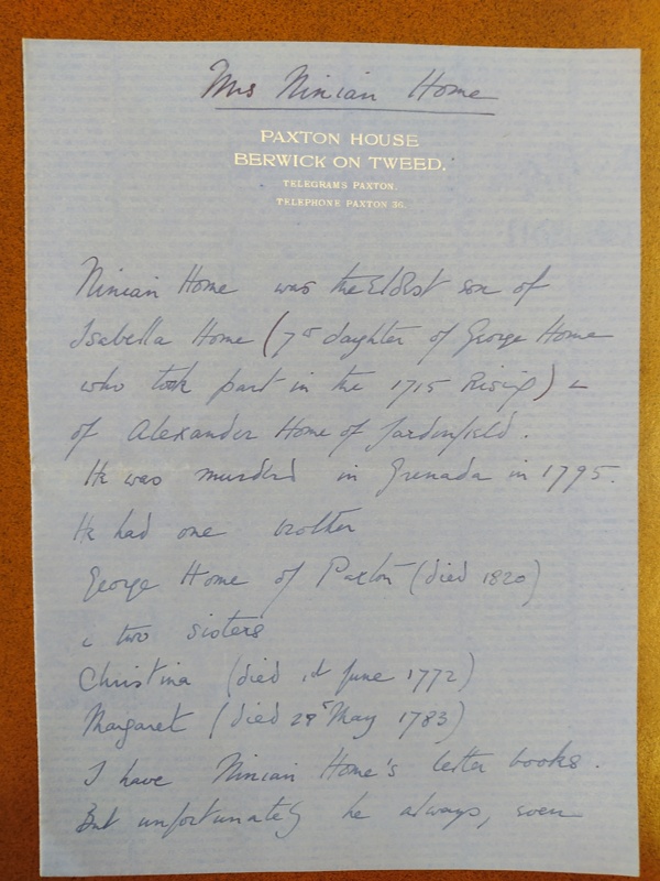 GD267/35/1/22 Note on Paxton headed note paper about Mrs Ninian Home ...