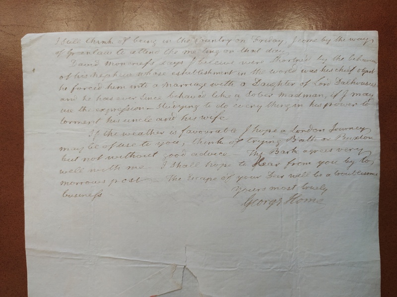 George Home to Patrick Home 26 April 1790 Please Frank the enclosed ...