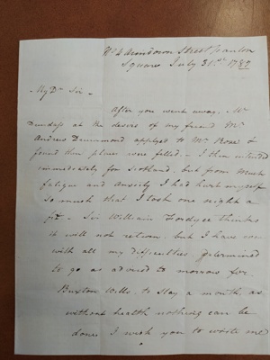 John Graham Campbell to Patrick Home 31 July 1787 Dundas, at the desire ...