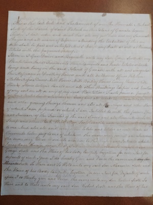 Testament of the honorable Michael Scott of Grenada. Witnessed by John ...