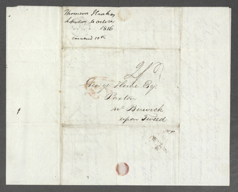 4 October 1816 Thomson Hankey to George Home Agrees to write letters of ...
