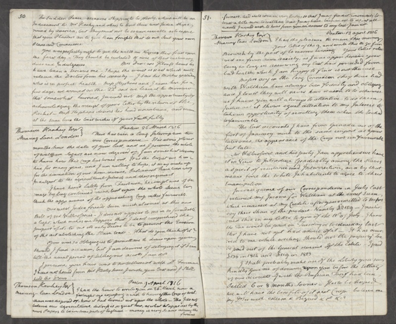 Letter Book - George Home to Thomson Hankey 12 April 1816 Wilberforce's ...