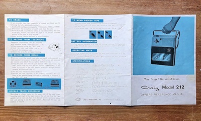 Craig Model 212 Manual; Craig Panorama Inc.; 023.0022.0001 | eHive