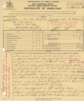Certificate of Inspection; Government of British Columbia, Department ...