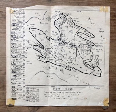 Map of Mayne Island; Joyce Mitchell; 1970s - 1980s; 023.0265.0003 | eHive