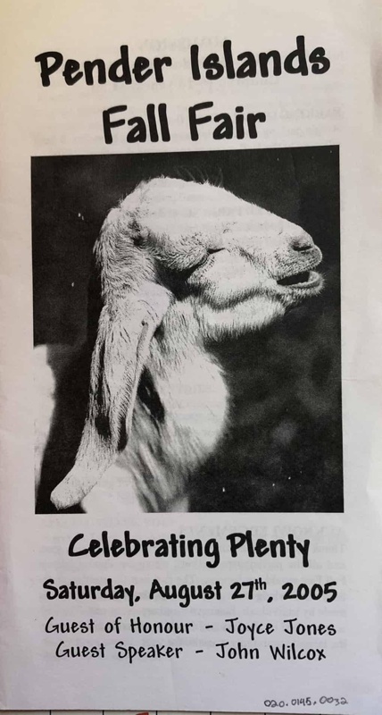Pender Islands' Fall Fair Brochure and Schedule, 2005; Pender Islands ...