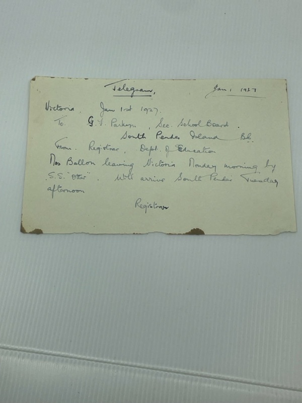 Telegram alerting Mrs. Ballou's arrival; January 1 1927; 025.0009.0002 ...