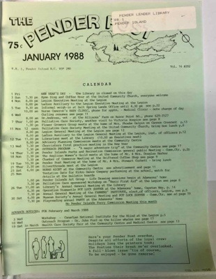 The Pender Post, January 1988; Pender Post Society; 1988; 020.0141.0030 ...