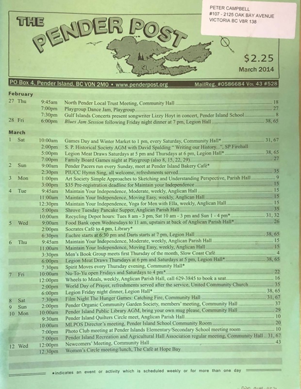 The Pender Post, March 2014; Pender Post Society; 2014; 020.0141.0320 ...