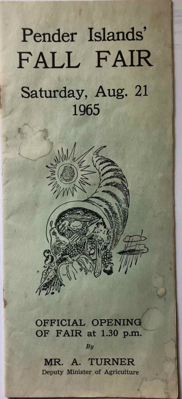 Pender Islands' Fall Fair Brochure; Pender Islands Fall Fair Committee ...