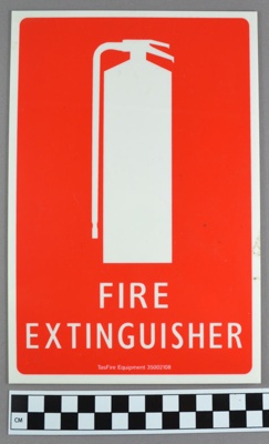 Fire extinguisher location sign; Tas Fire Equipment; c. 2005; BMHC ...