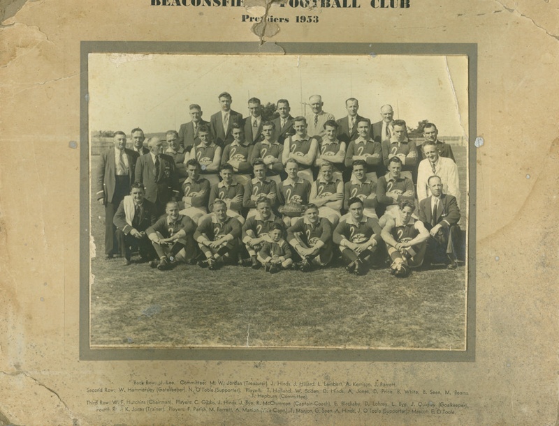 Beaconsfield Football Club / premiers 1953; TE Davies; 1953; BMHC_14703 ...
