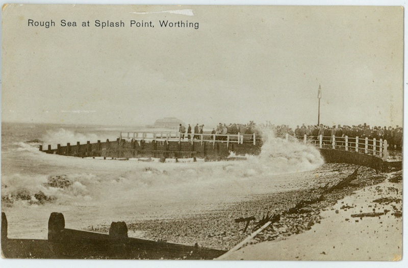 Rough Sea at Splash Point, Worthing; R.B.W.; c. 1910; BMHC_14409 | eHive
